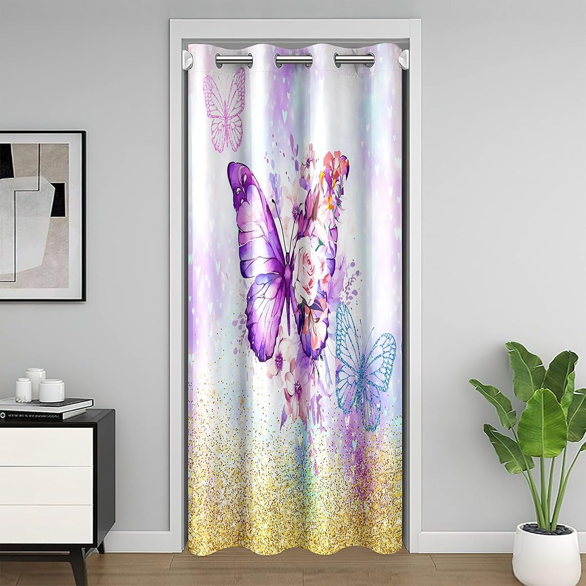Butterfly Animal Door Curtains Privacy Closet Nor for Bedroom Dining ...