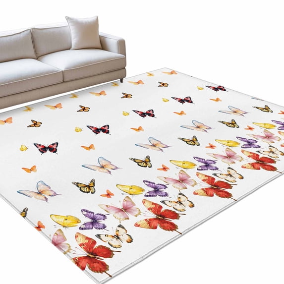 Butterfly Area Rugs 3x5ft Floor Rug Non Slip Low Pile Ultra Soft Throw ...