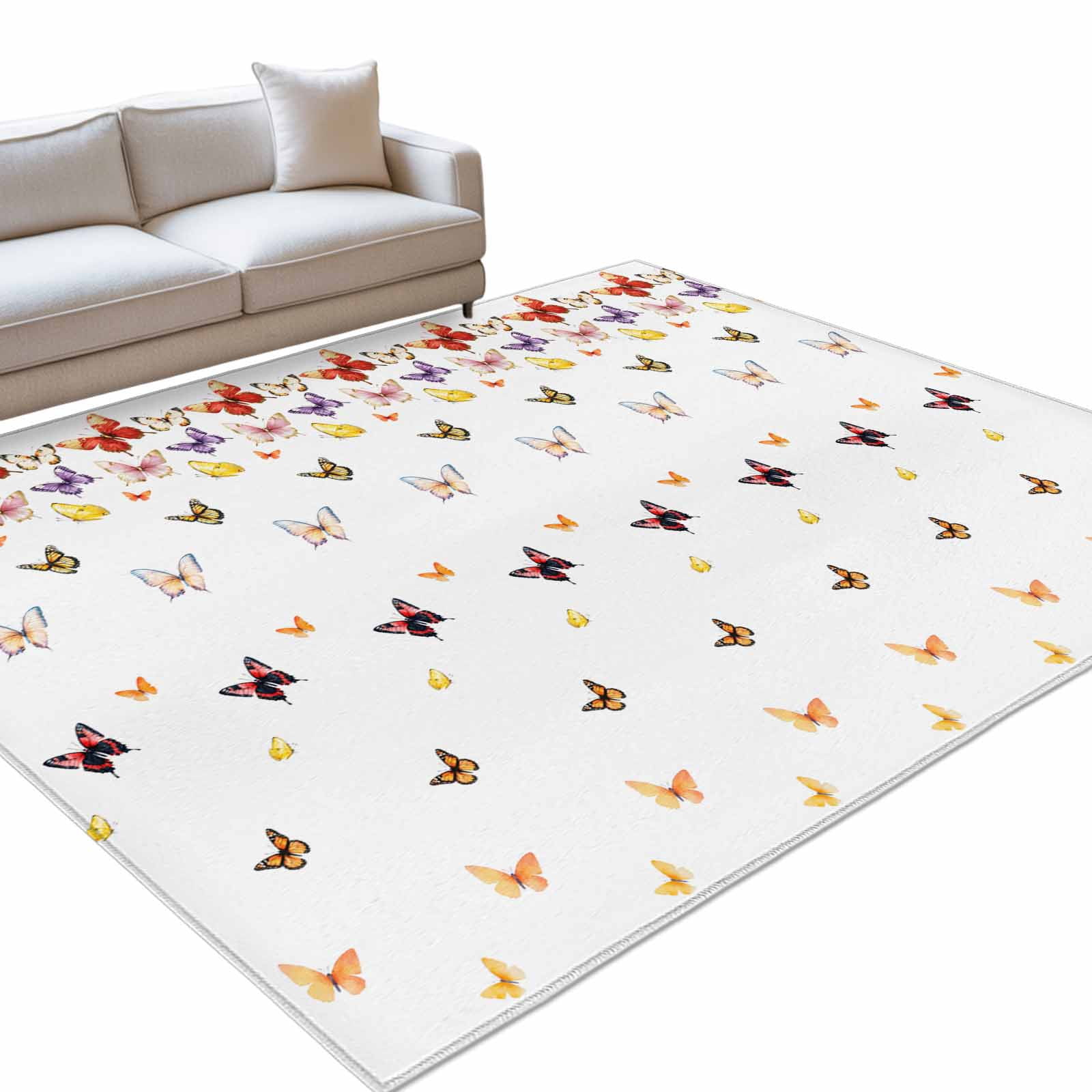 Butterfly Area Rugs 5x7ft Colorful Butterfly Floor Rug Non Slip Low ...