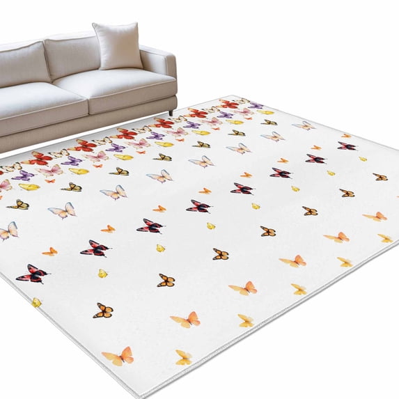 Butterfly Area Rugs 5x8ft Colorful Butterfly Floor Rug Non Slip Low ...