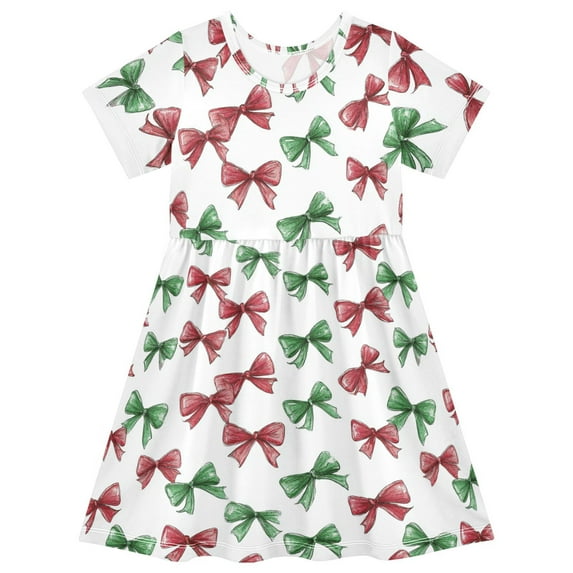 Butterfly Art Short Sleeve Dress A-Line Cute Midi Casual Sundress 2-8 ...
