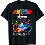 Butterfly Autism Nana I Love My Grandson Support Autistic T-Shirt ...