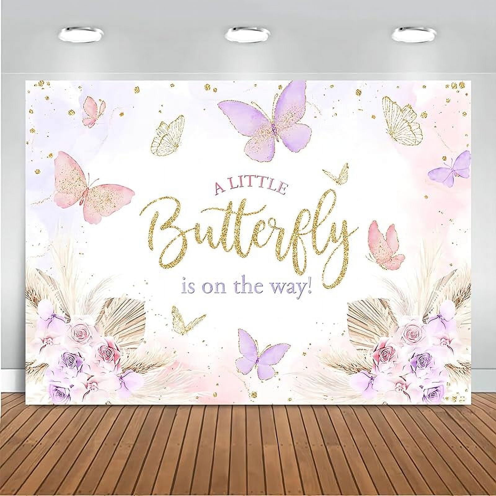 Butterfly Baby Shower Backdrop for Girls Boho A Little Butterfly is on ...