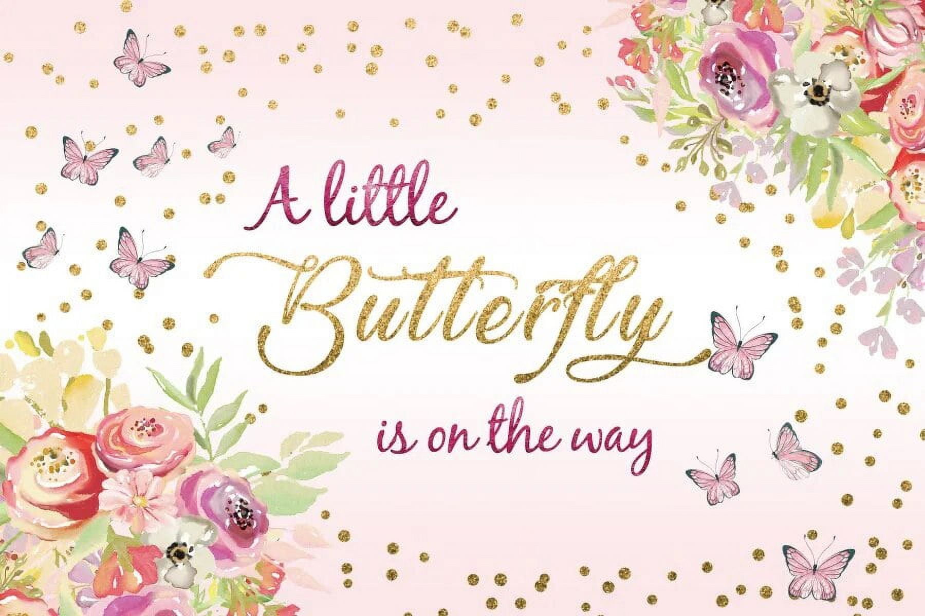 Butterfly Baby Shower Backdrop Photo Purple and Pink Floral Gold Spots Girls Portrait Customized ...