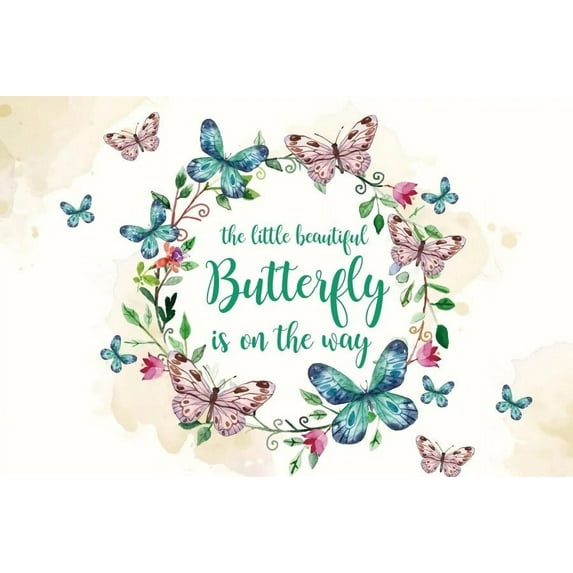 Butterfly Baby Shower Backdrop Photo Purple and Pink Floral Gold Spots ...