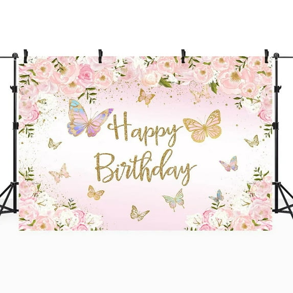 Butterfly Baby Shower Backdrop Pink Purple Butterfly Flower Girl ...