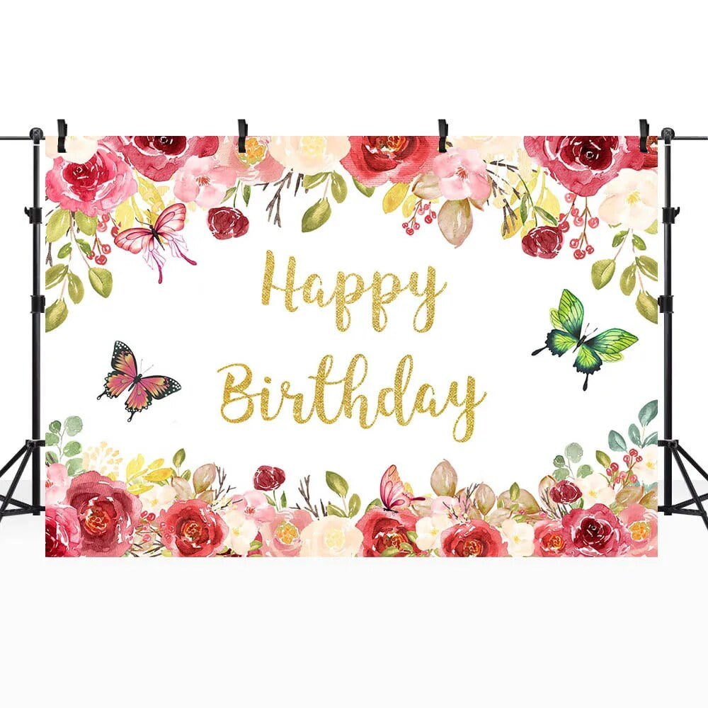 Butterfly Baby Shower Backdrop Pink Purple Butterfly Flower Girl ...