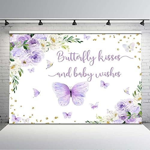 Butterfly Baby Shower Backdrop Violet Purple White Rose Floral ...