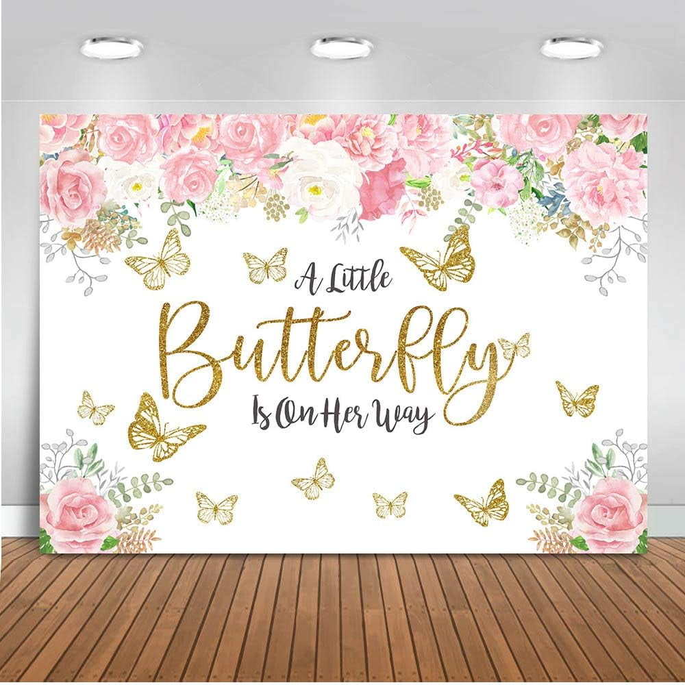 Butterfly Backdrop A Little Butterfly is on The Way Baby Shower Photo ...