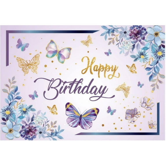 Butterfly Background Birthday Party rations Banner Spring Theme Happy ...