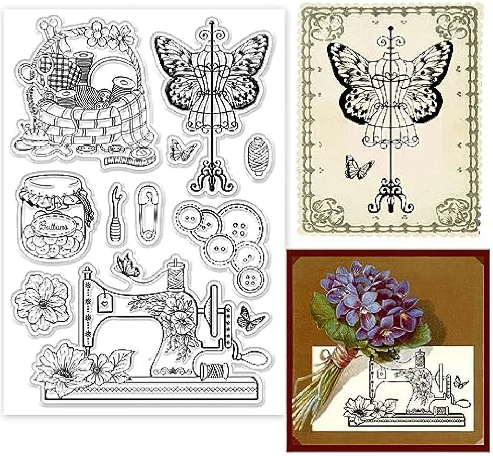Butterfly Background Clear Stamps Floral Sewing Decorative Clear Stamps ...