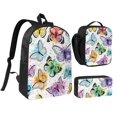 Butterfly Backpack Set 3pc Including Backpack, Lunch Bag and Pen Bag ...