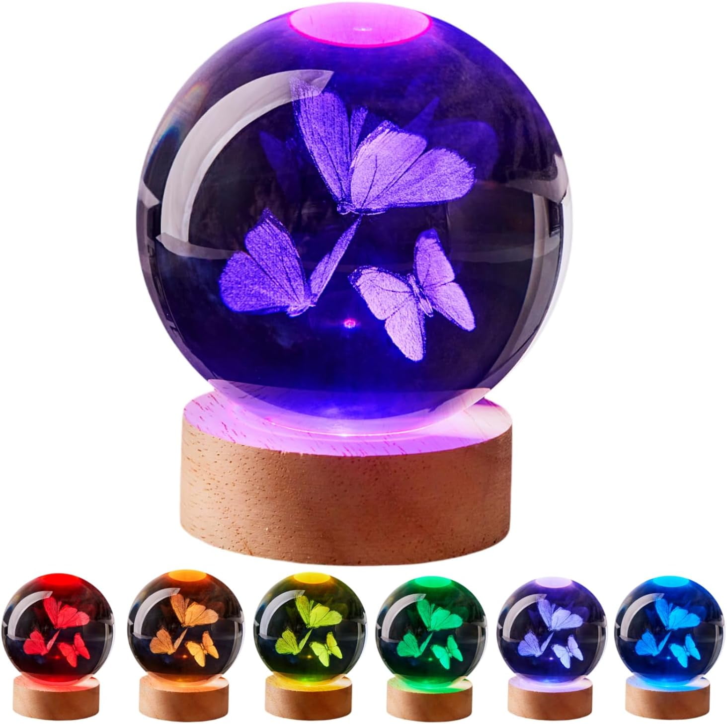 Butterfly Ball Lamp, Upgraded 3.15 Inch Butterflies Ball Night Light ...