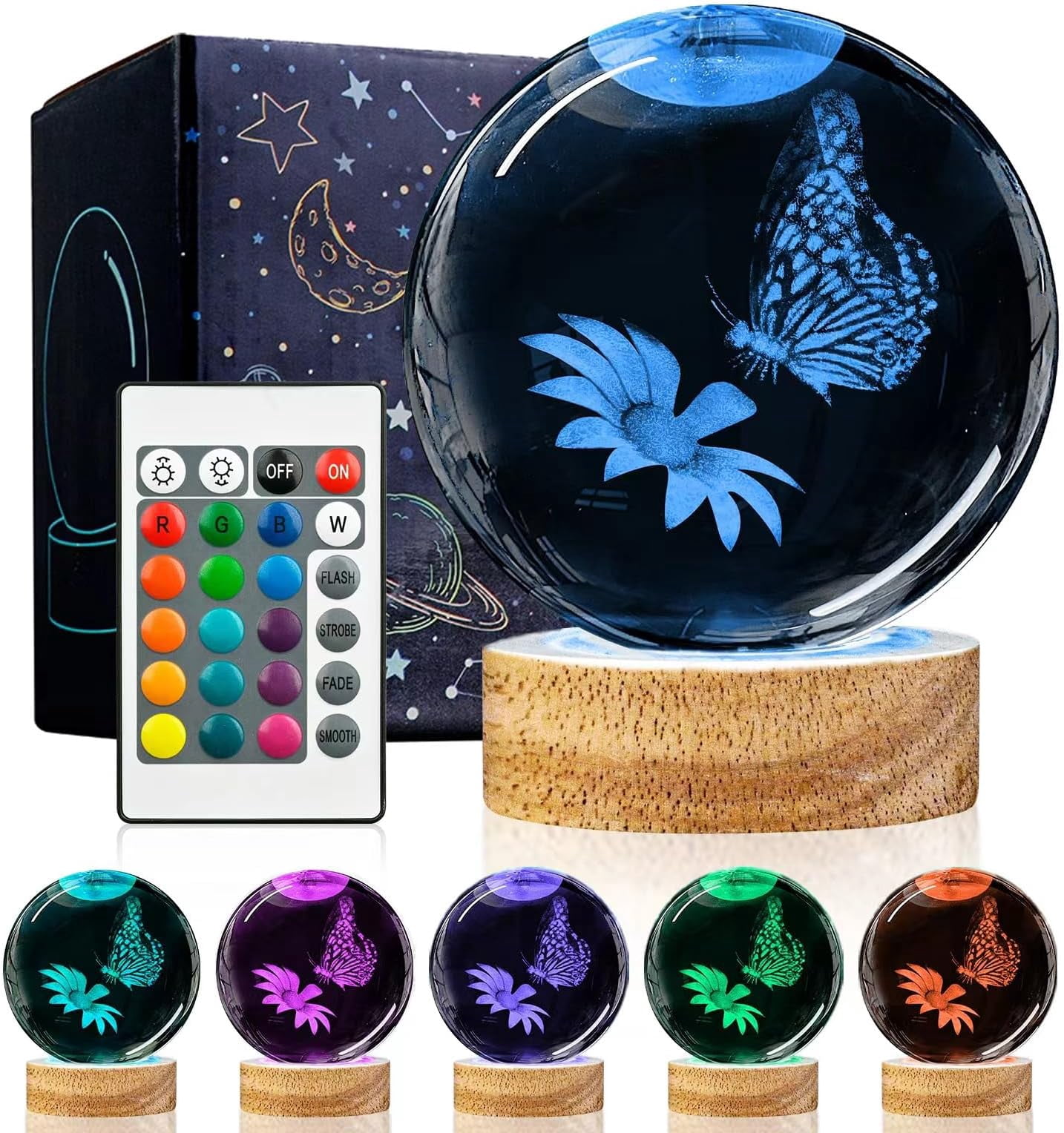 Butterfly Ball Night Light with 16 Colors and 4 Modes, Upgraded K9 , 3. ...
