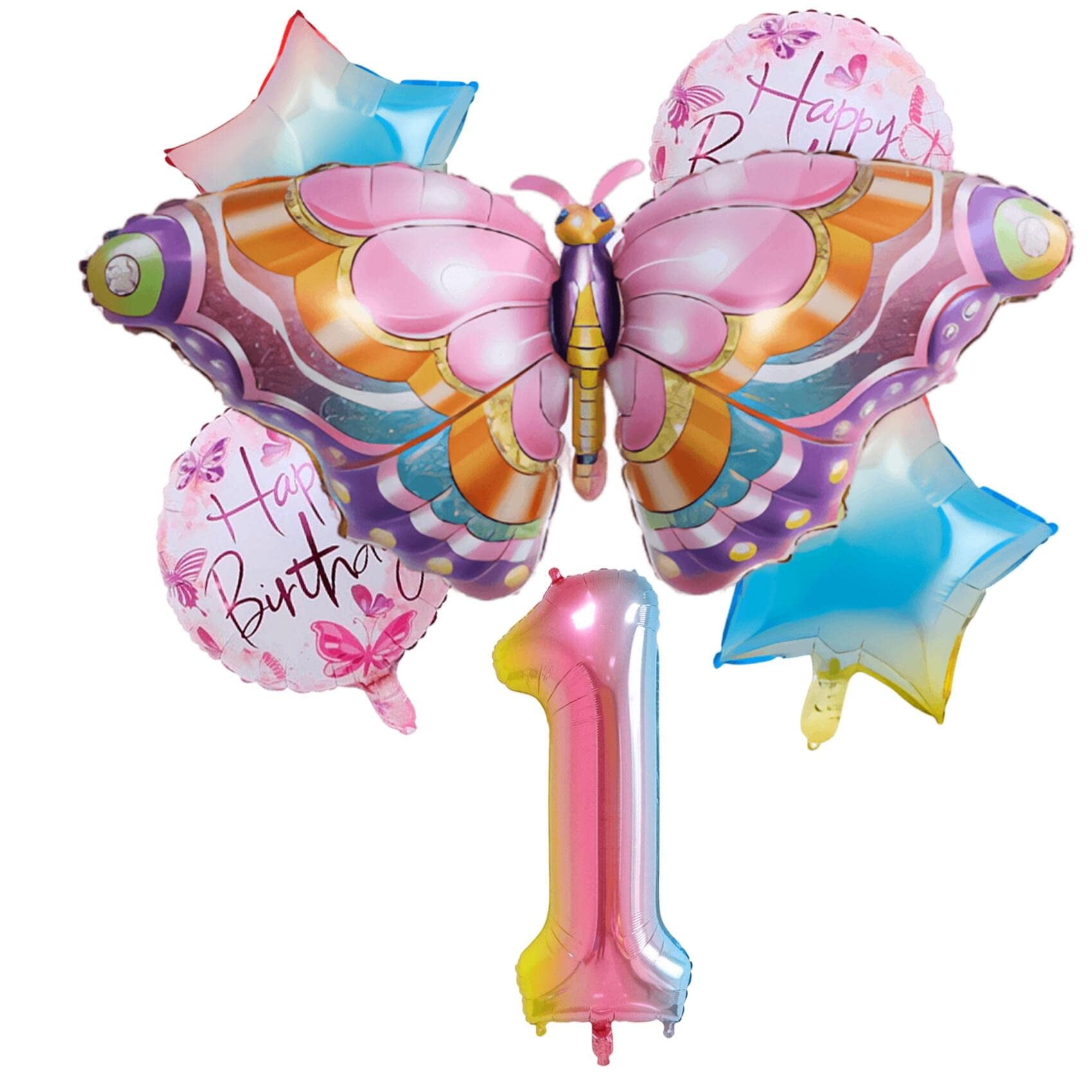 Butterfly Balloon 1st Birthday Decorations for Girls, Giant Colorful ...
