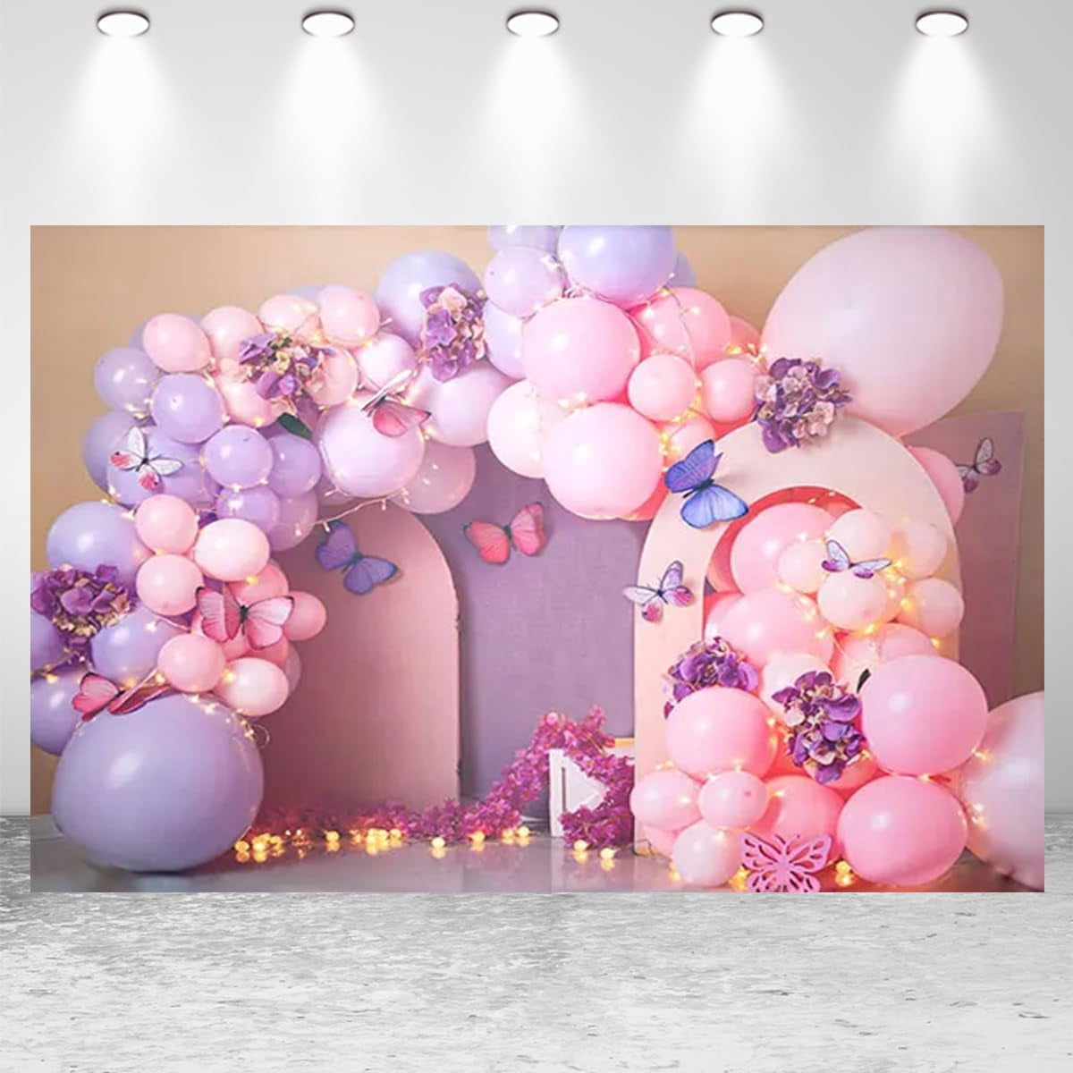 Butterfly Balloons 3D Photography Background Girl 1st Birthday Party ...
