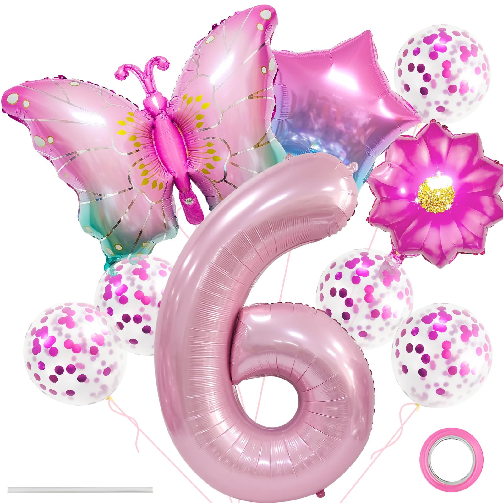 Butterfly Balloons 6st Birthday Decorations Colorful AFN1Gradient Pink ...