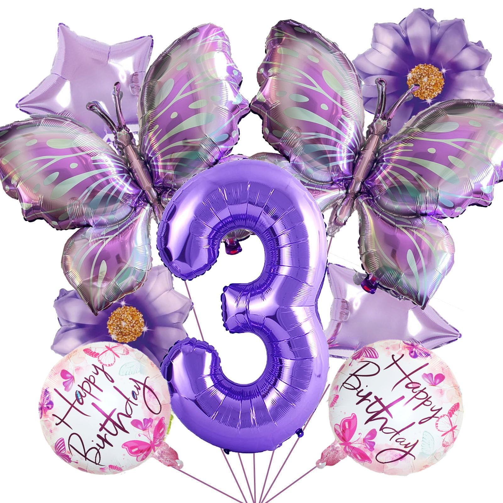 Butterfly Balloons Butterfly 3rd Birthday Decorations KKS1 Purple ...