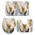 Butterfly Bath Mat 3 Piece Bathroom Rug Set, Modern Abstract Teal Brown ...
