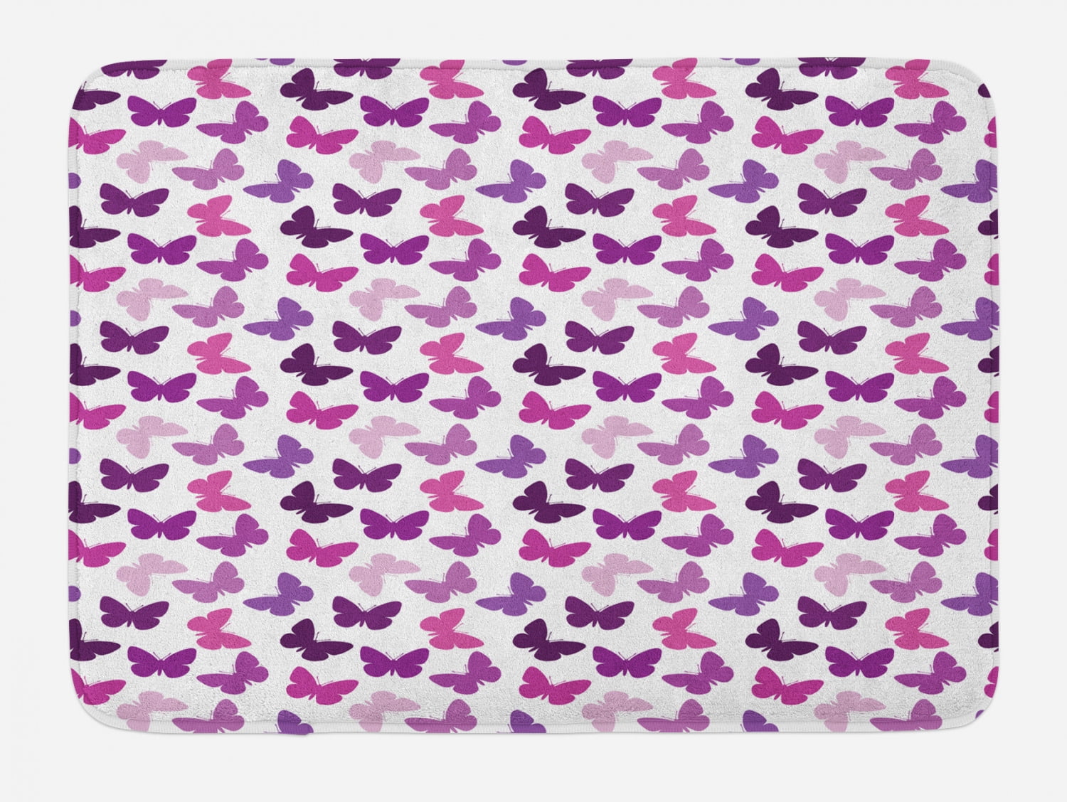 Butterfly Bath Mat, Abstract Retro Butterfly Silhouettes Floral ...