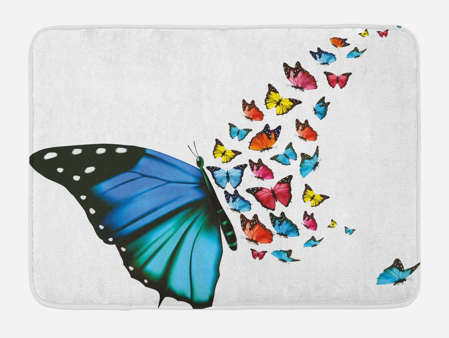 Butterfly Bath Mat, Creative Conceptual Artwork Monarch Wings Colorful ...