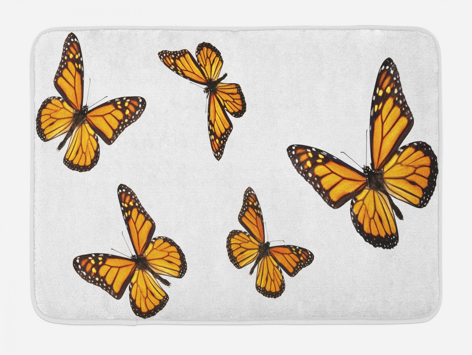 Butterfly Bath Mat, Monarch Moth Delicate Creature with Wings on Plain ...