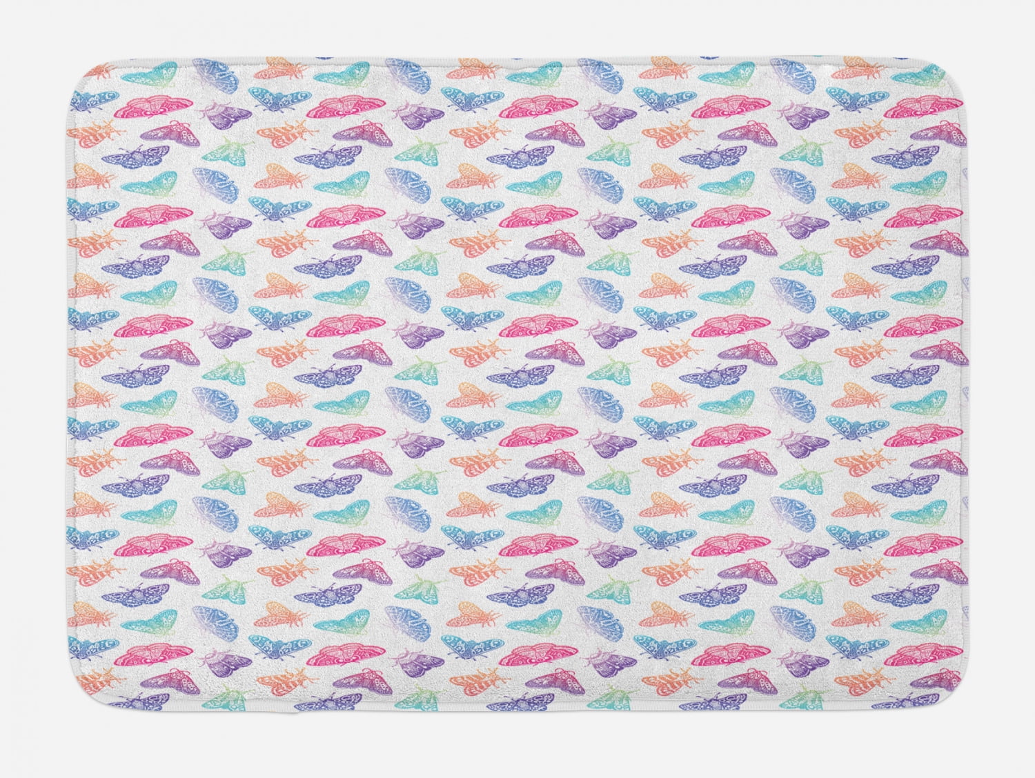 Butterfly Bath Mat, Vivid Insects Pattern in Gradient Color Change ...