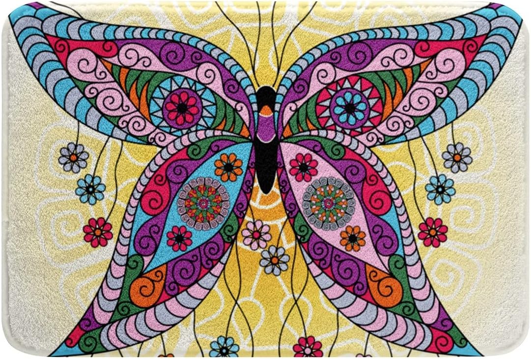 Butterfly Bath Rugs Geometry Artsy Butterflies Bath Mat for Girls ...