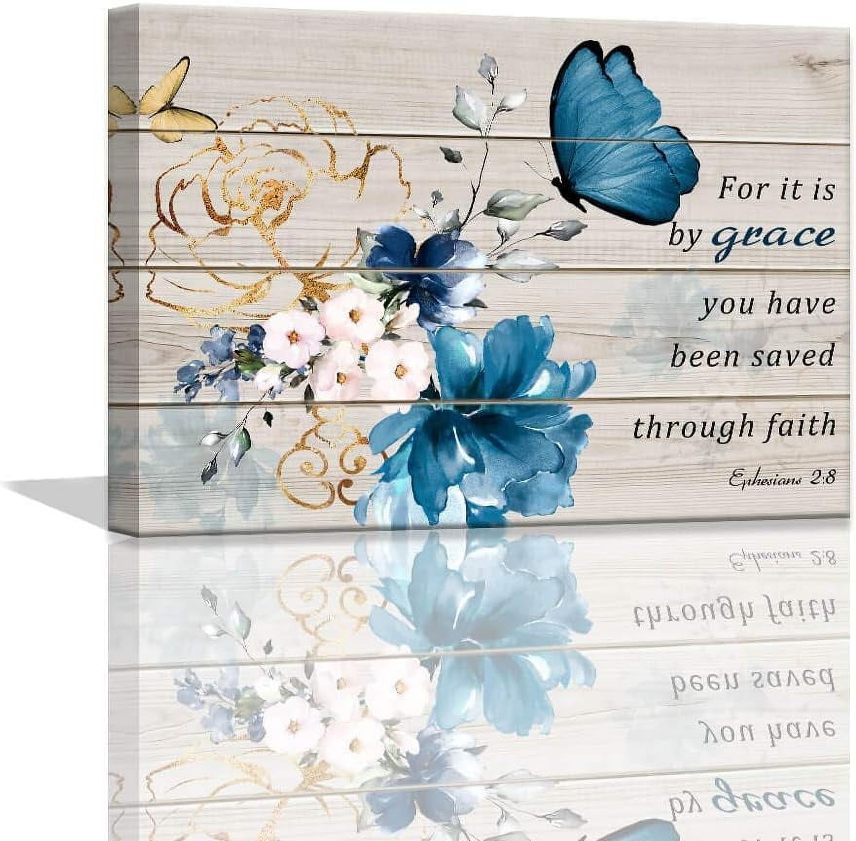 Butterfly Bathroom Decor Bible Verse Inspirational Wall Art Canvas ...