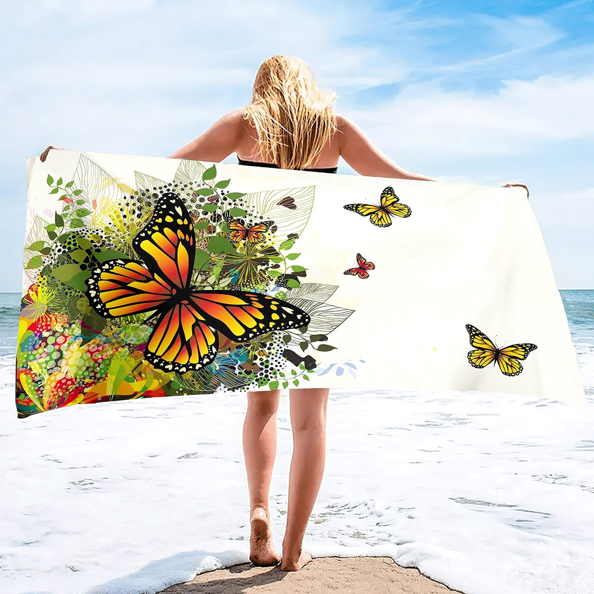 Butterfly Beach Towels Oversized Soft Beach Blanket Absorbent Quick Dry ...