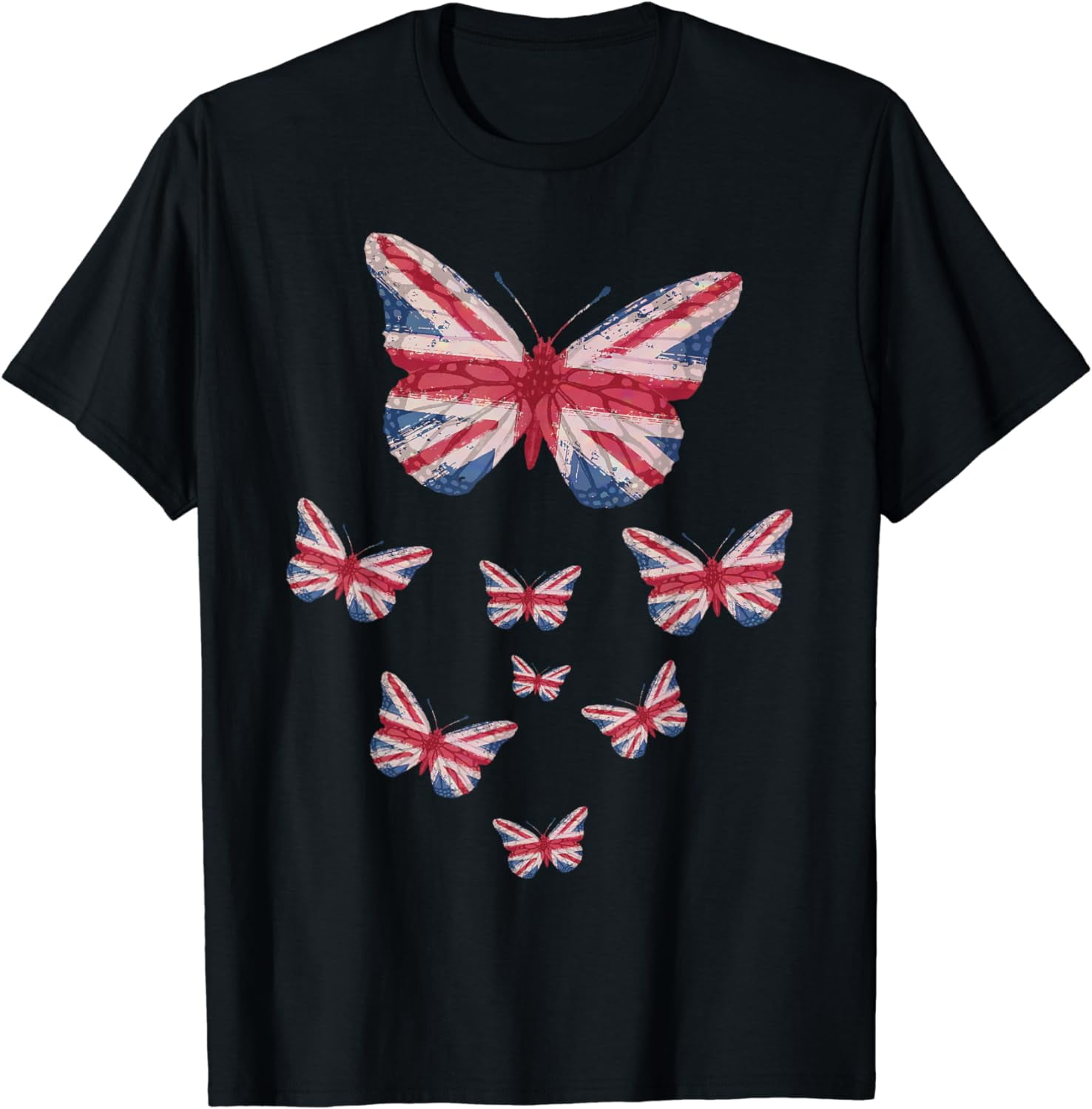 Butterfly Beautiful with UK Flag Women Girl Kids Union Jack T-Shirt ...