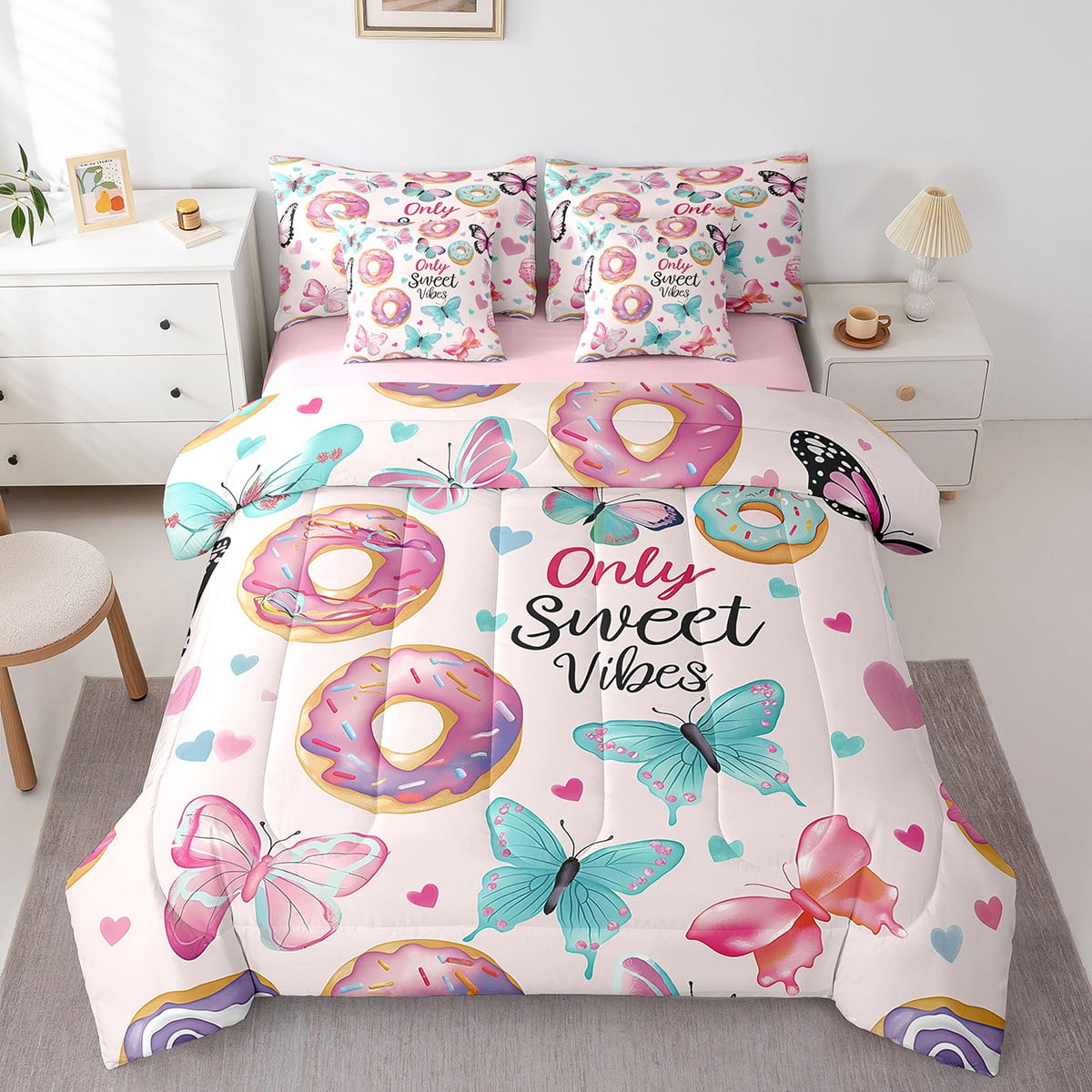 Butterfly Bed in a Bag Queen Cute Animal Butterfly Bedding Sets 7 Piece ...