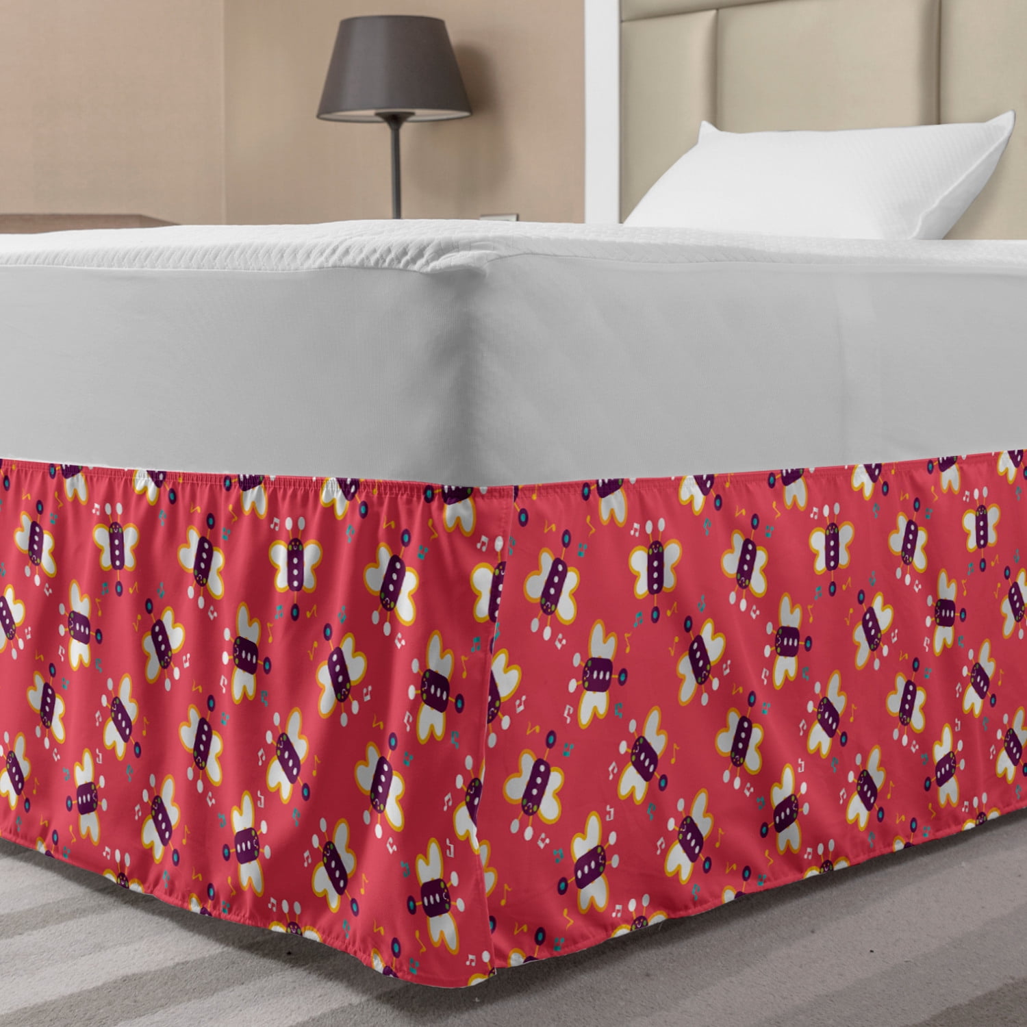Butterfly Bed Skirt, Cartoon Butterfly Music Notes Toys Repetitive ...