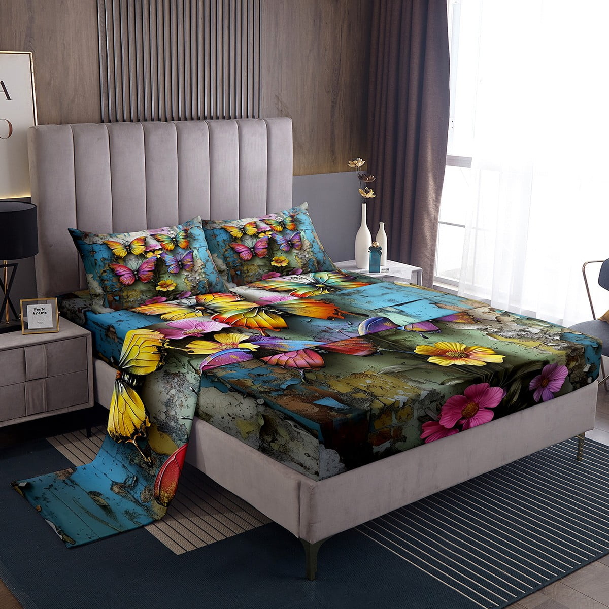 Butterfly Bed Sheets Set Watercolor Beetles Sheets,Dreamy Butterflies ...