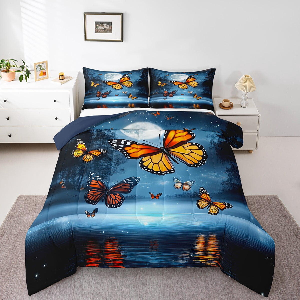 Butterfly Bedding Blue Galaxy Comforter Set Twin Size Rustic Farm ...