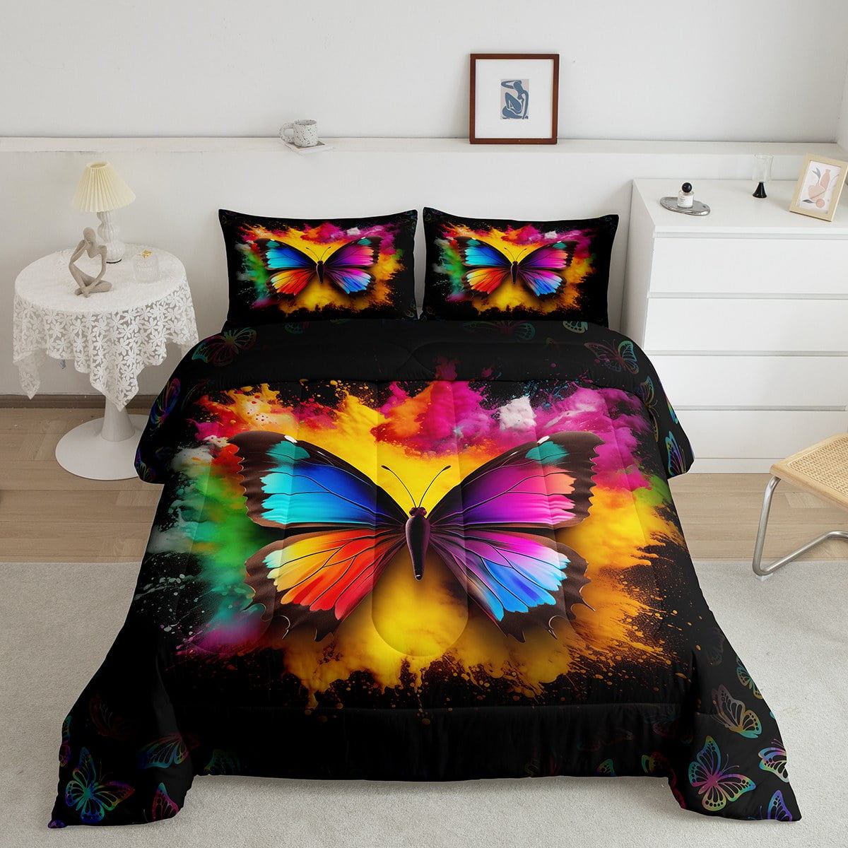Butterfly Bedding Kids Tie Dye Butterfly Print Bedding Comforter Sets ...