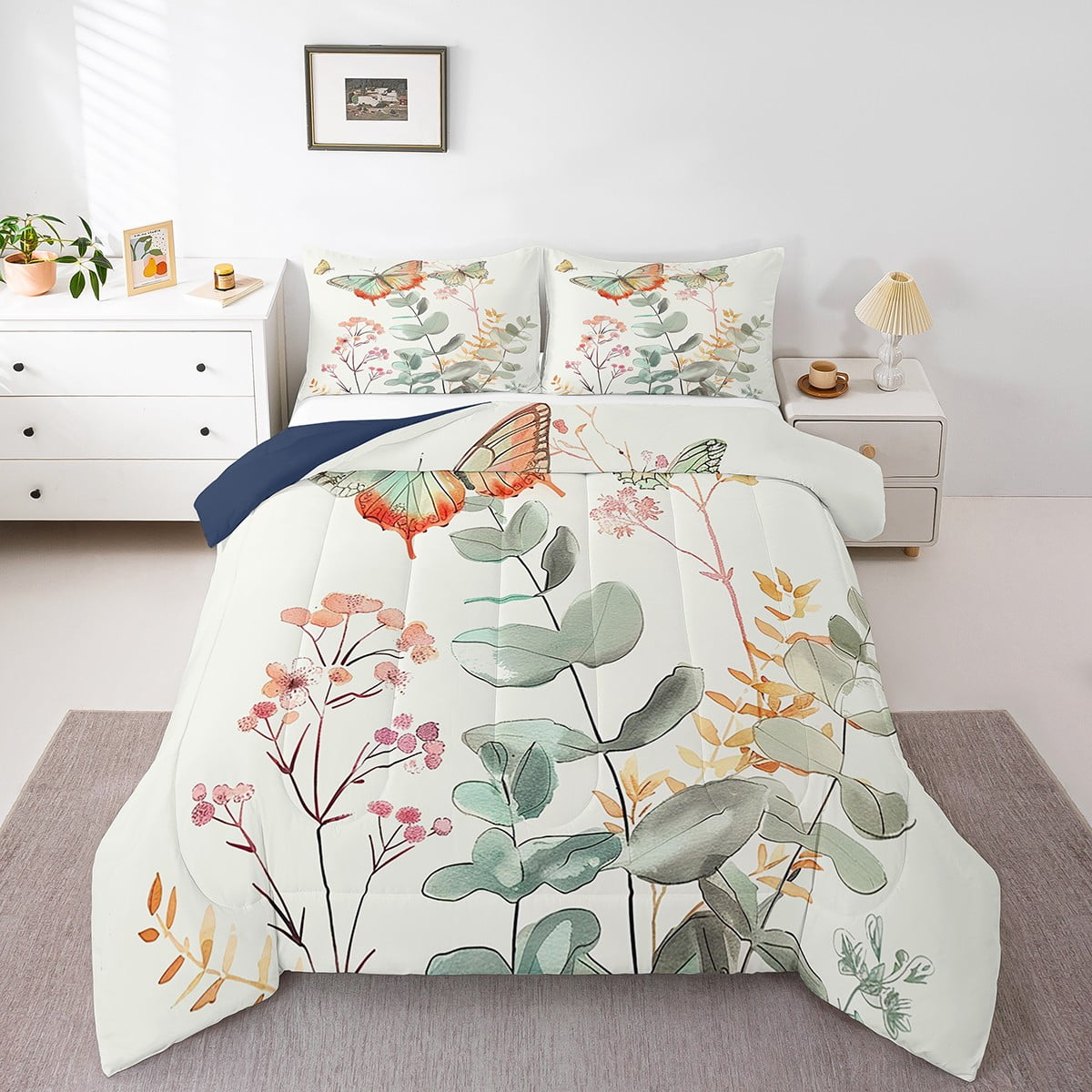 Butterfly Bedding King Wild Animal Butterfly Comforter Set Rustic Farmhouse Themed Bedding ...