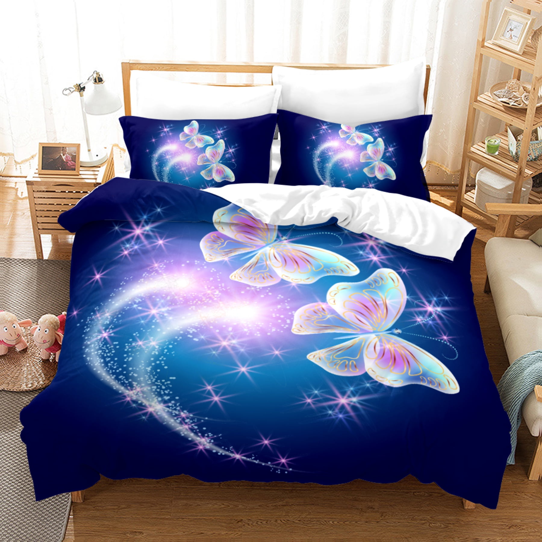 Butterfly Bedding Set Ethereal Pastel Butterflies Soaring in Night Sky ...