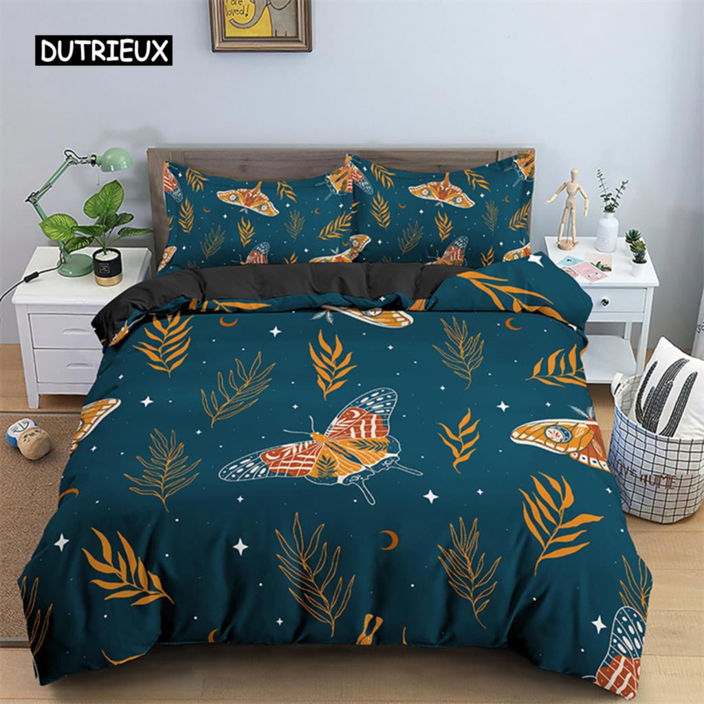 Butterfly Bedding Set Full King Size Hippie Boho Moth Duvet Cover ...