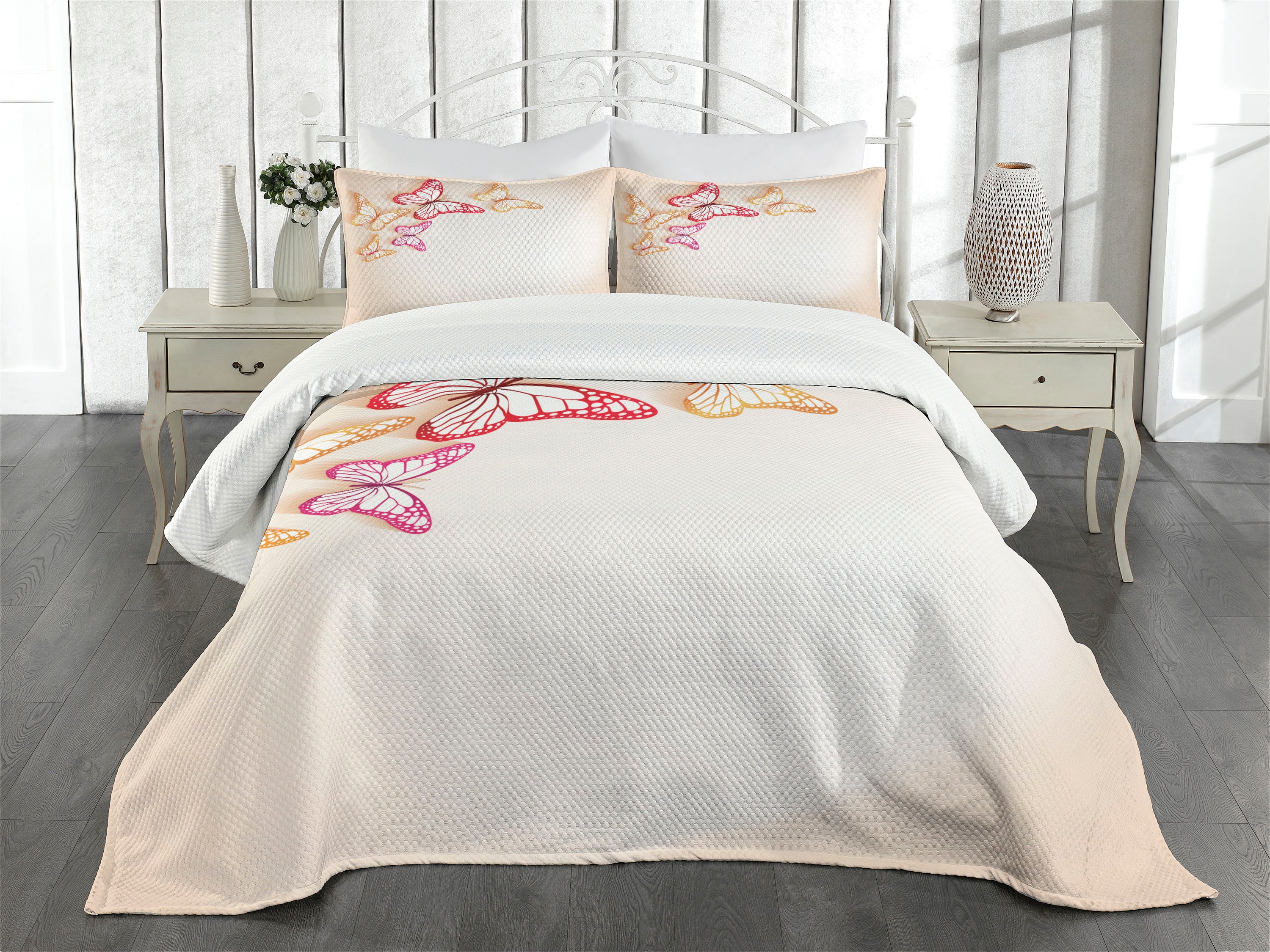 Butterfly Bedspread, Paper Cut Image of Colorful Butterflies on ...