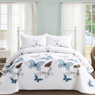 ESCA JB22386Q Asira Bedspread, Blue - 3 Piece - Queen Size - Walmart.com