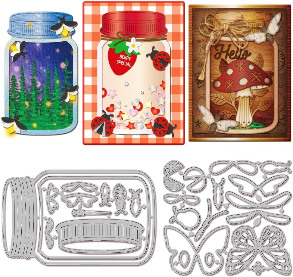 Butterfly Bee Insect Jar Metal Cutting Dies Ladybug Dragonfly Cut Dies ...