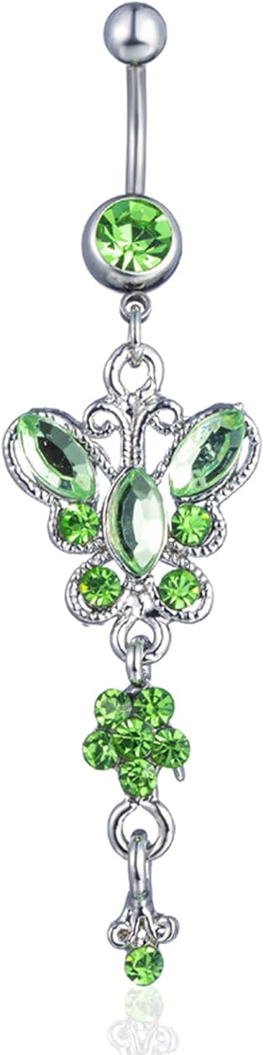 Butterfly Belly Button Rings Dainty Crystal Rhinestone Paved Butterfly ...
