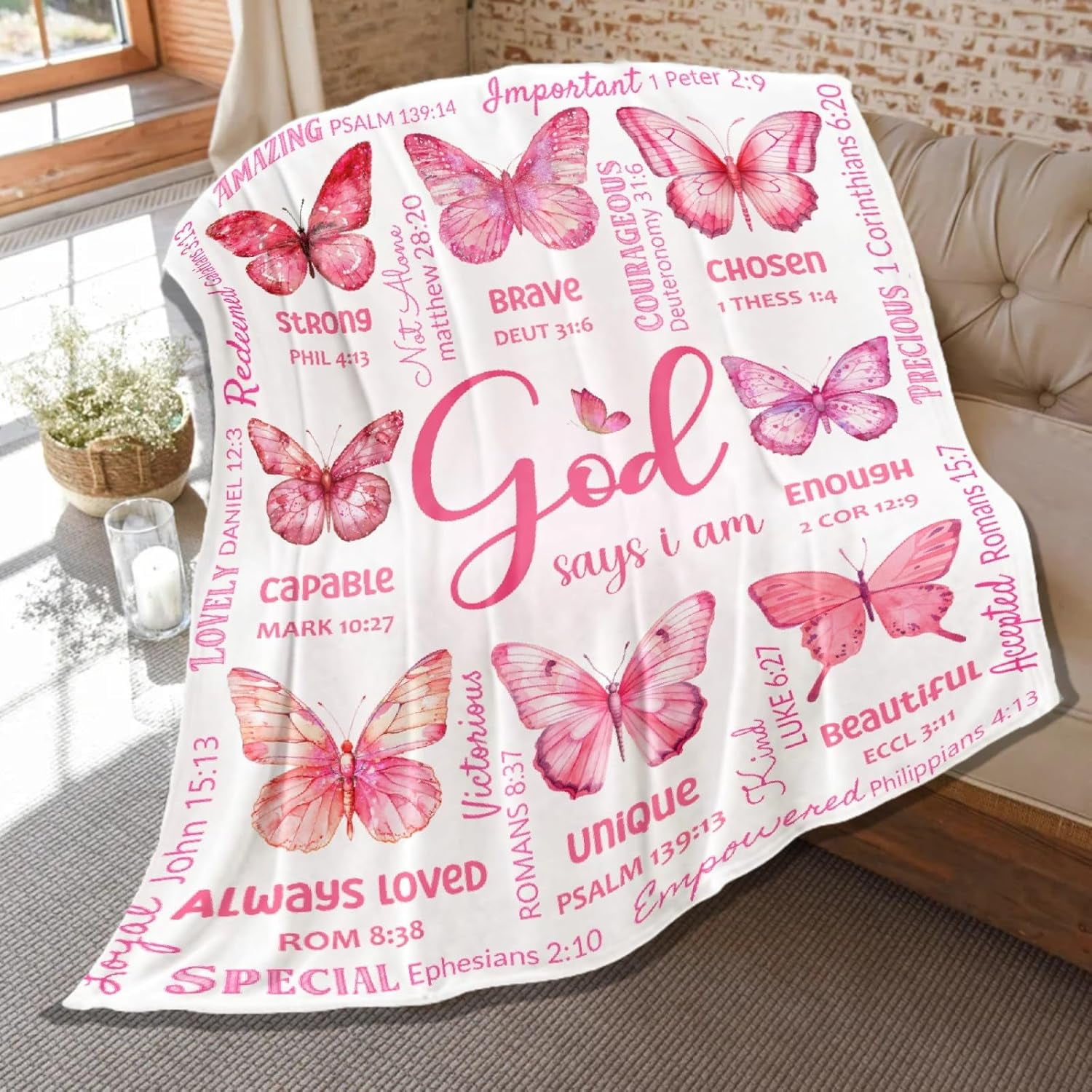 Butterfly Bible Verse Blanket, Inspirational Scripture Religious Gifts ...