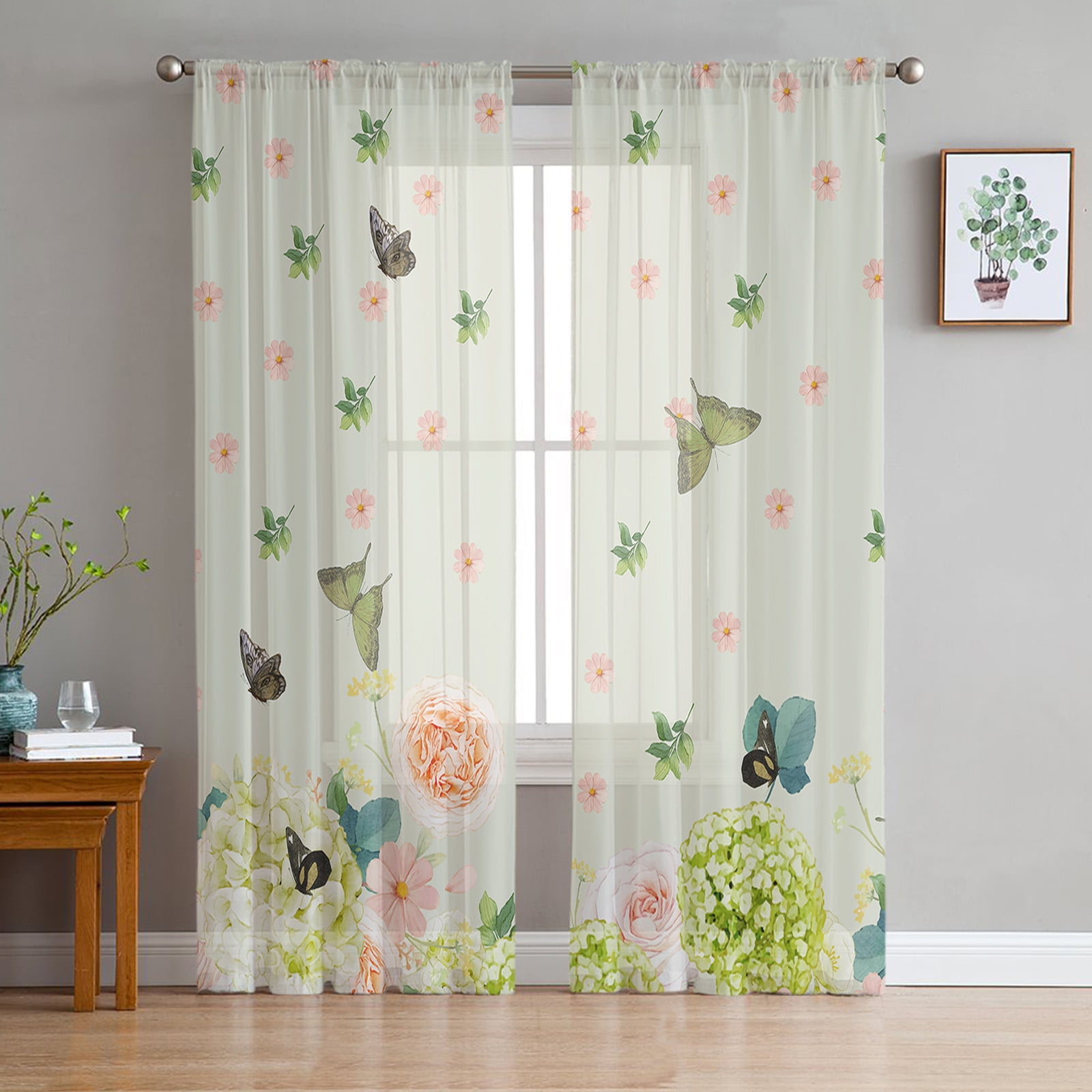 Butterfly Birch Forest Color Tulle Voile Curtains For Bedroom Window ...