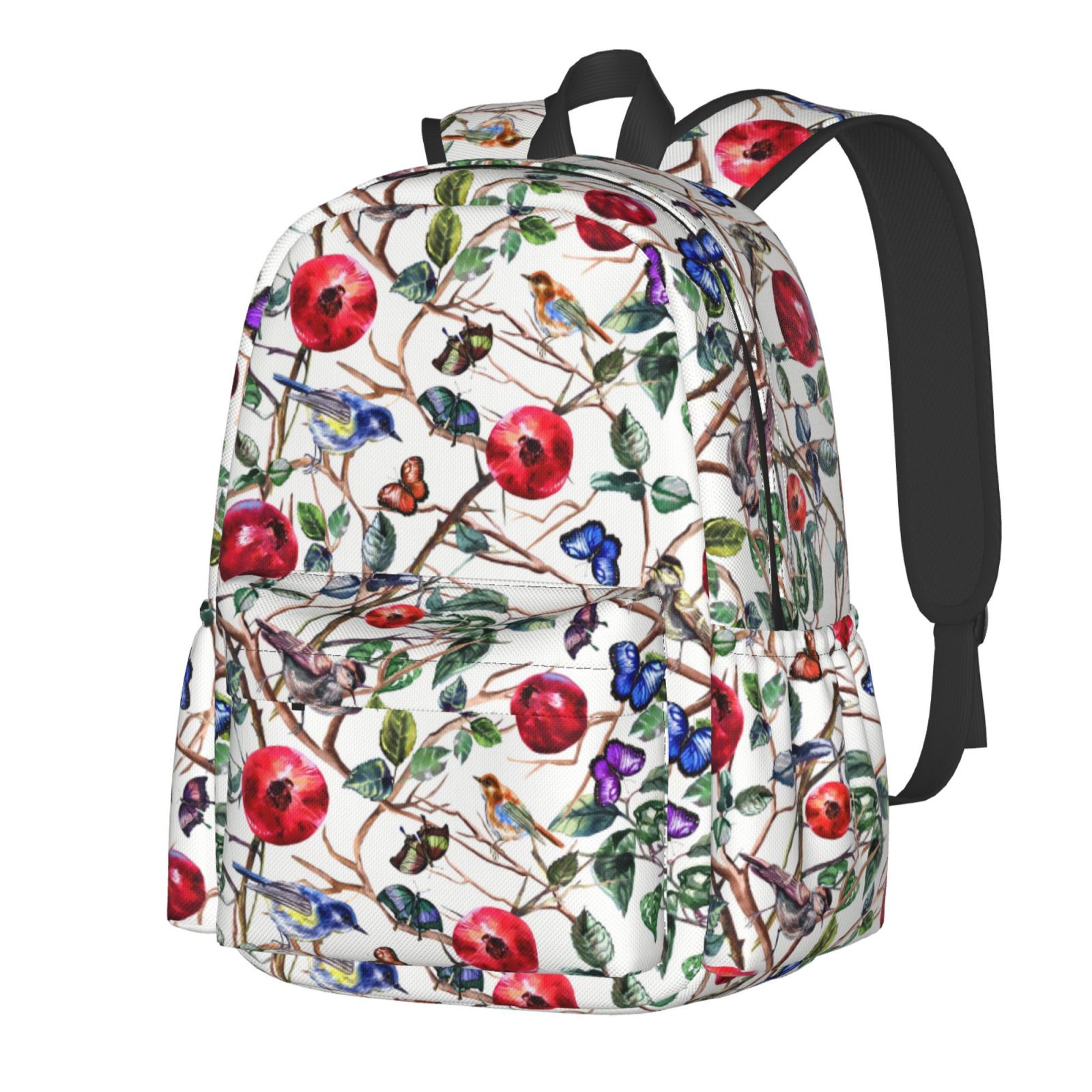 Butterfly Bird Pomegranate Leaf Backpack for Men Women Laptop Backpack ...