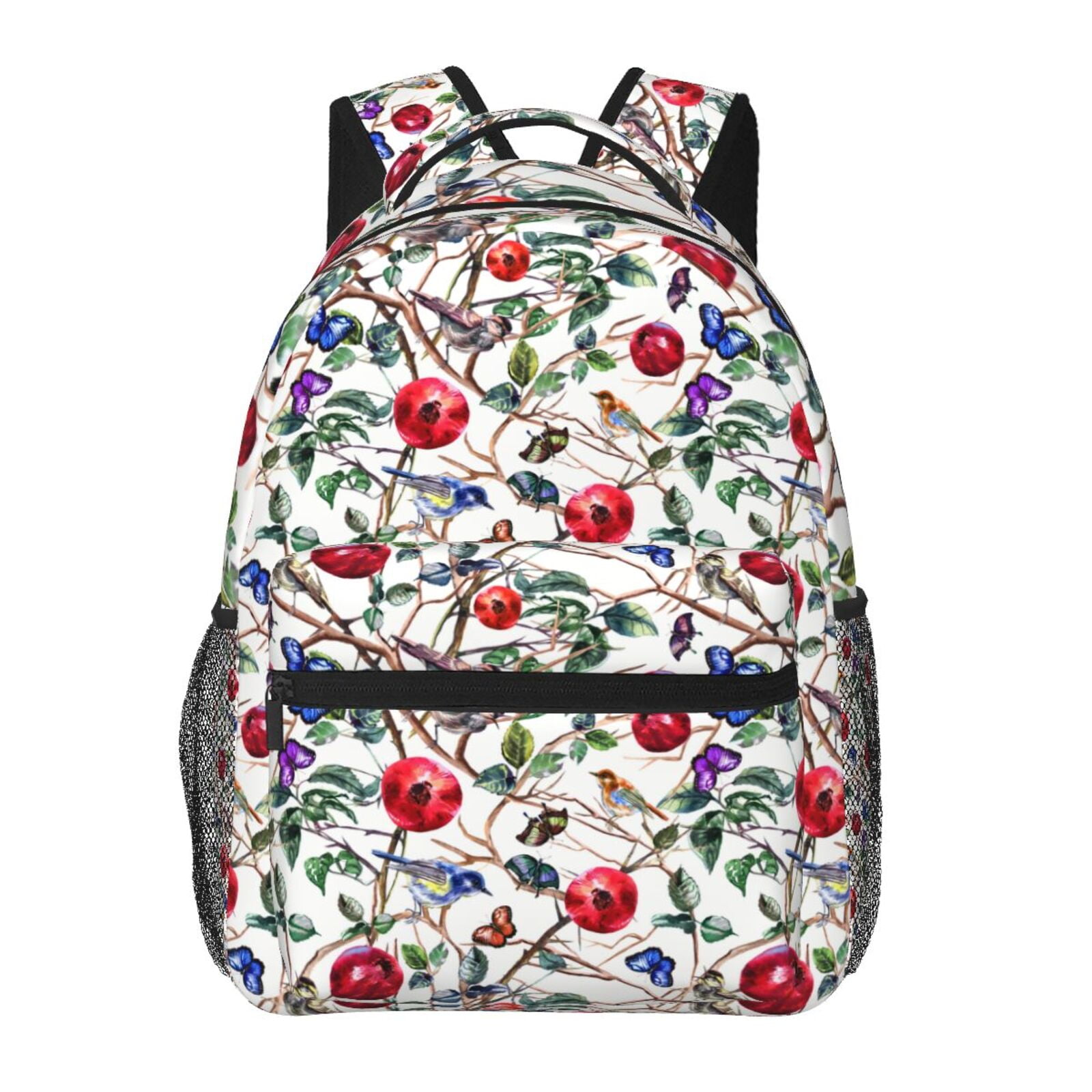Butterfly Bird Pomegranate Leaf Backpack for Men Women Laptop Backpack ...