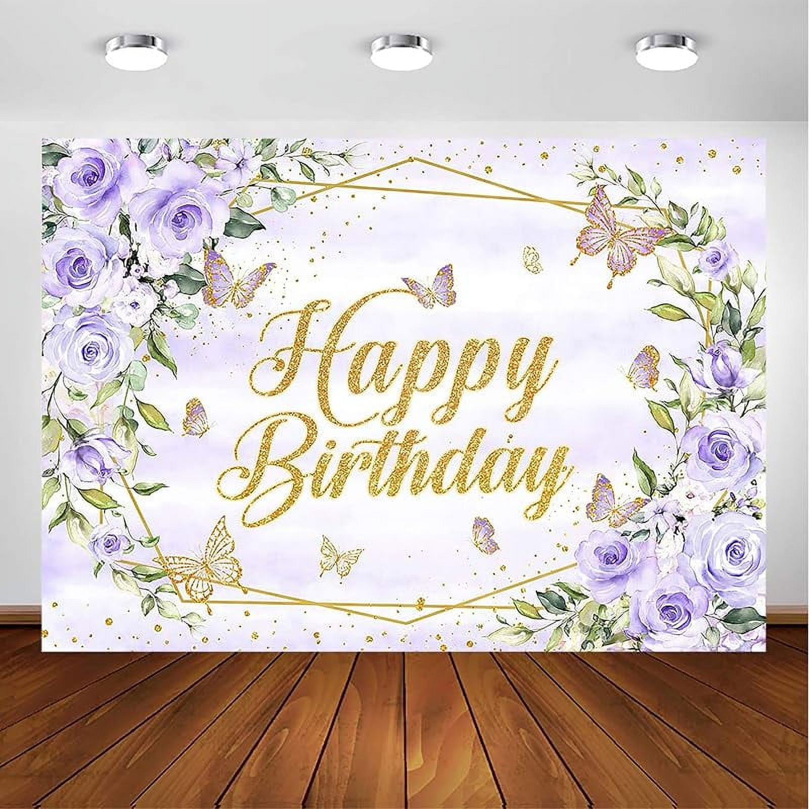 Butterfly Birthday Backdrop Girls Floral Pastel Butterflies Birthday ...