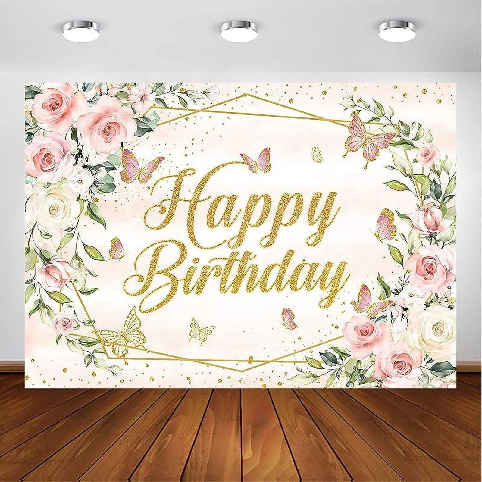 Butterfly Birthday Backdrop Girls Floral Pastel Butterflies Birthday ...