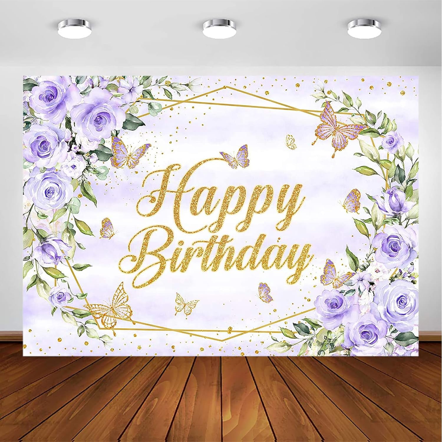 Butterfly Birthday Backdrop Girls Floral Pastel Butterflies Birthday Party Background Purple ...